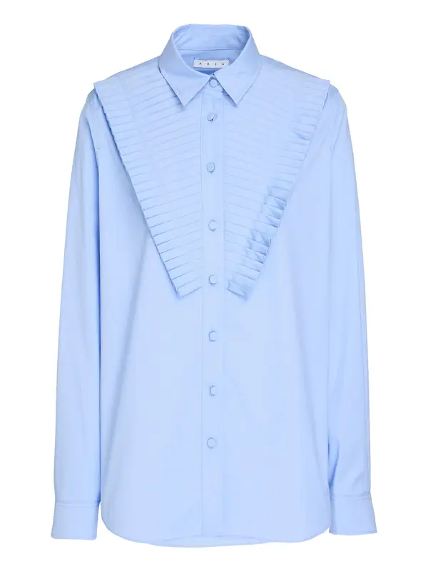 AREA Pintucked Cotton-blend Poplin Shirt - Light Blue