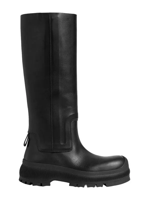 JIL SANDER Leather Knee Boots - Black