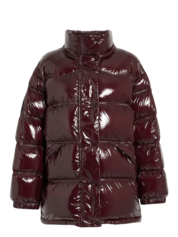 STAND STUDIO Lori Quilted Vinyl Down Jacket - Burgundy