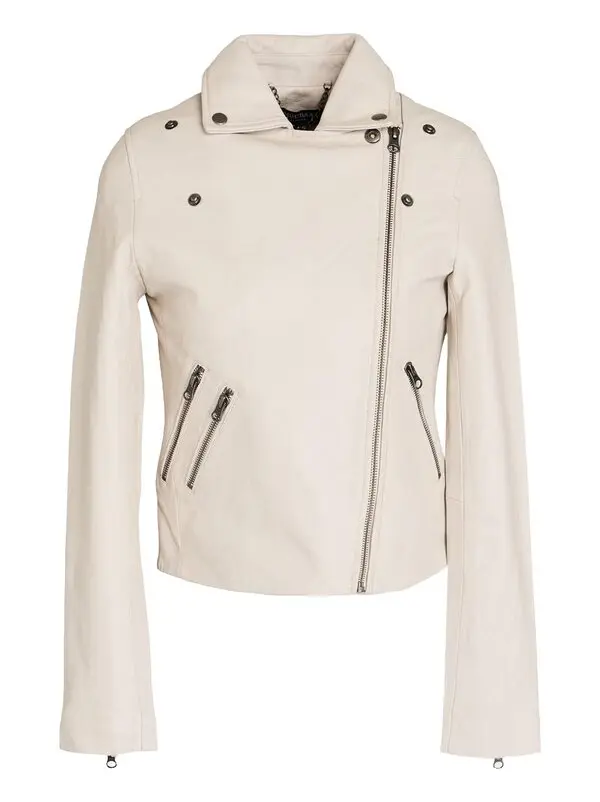 MUUBAA Mila Leather Biker Jacket - Stone