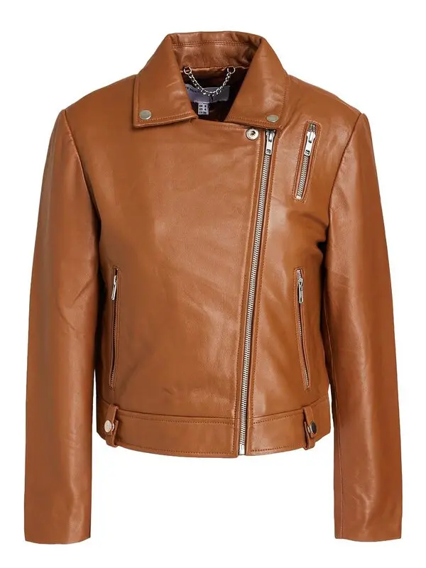MUUBAA Charlie Leather Biker Jacket - Light Brown