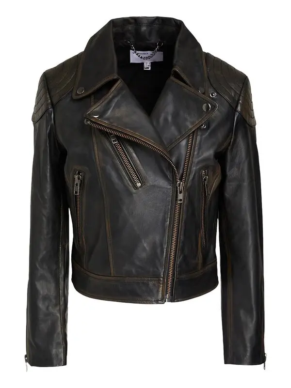 MUUBAA Leather Biker Jacket - Black