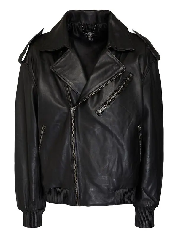 MUUBAA Leather Biker Jacket - Black
