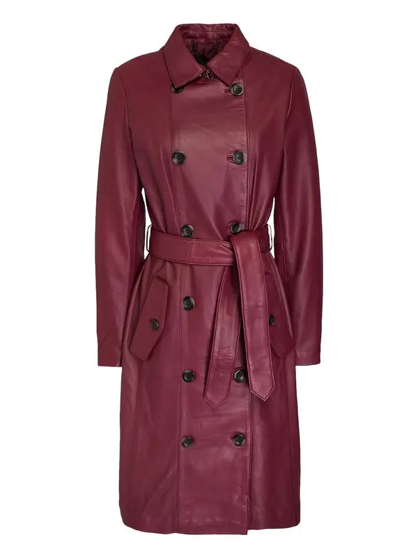 MUUBAA Leather Trench Coat - Claret