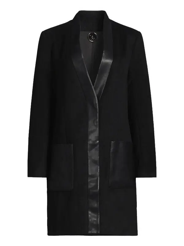 Kobi Halperin Brigitta Wool Faux Leather-trim Coat - Black