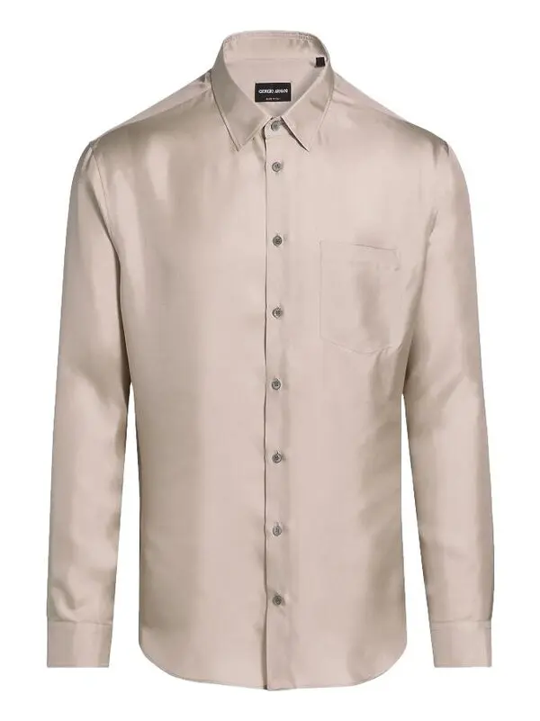 Giorgio Armani Mr. Armani Long-sleeve Silk Shirt - Tan
