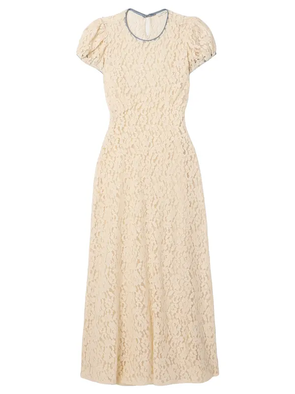 DÔEN Katarina Corded Lace Midi Dress - Cream