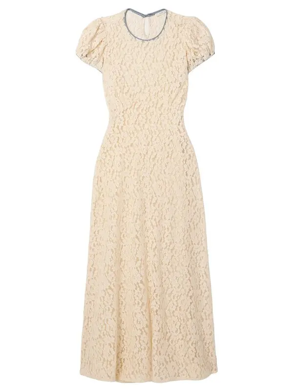 DÔEN Katarina Corded Lace Midi Dress - Neutrals