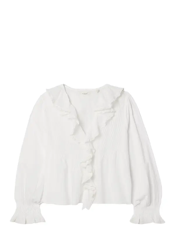 DÔEN Hardy Lace-trimmed Organic Cotton-voile Blouse - White