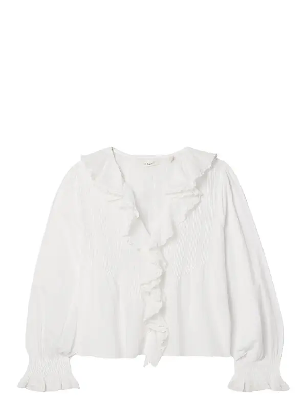 DÔEN Hardy Lace-trimmed Organic Cotton-voile Blouse - White