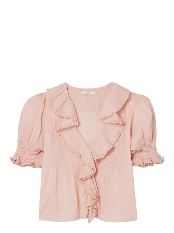 DÔEN Henri Lace-trimmed Organic Cotton-voile Blouse - Pink