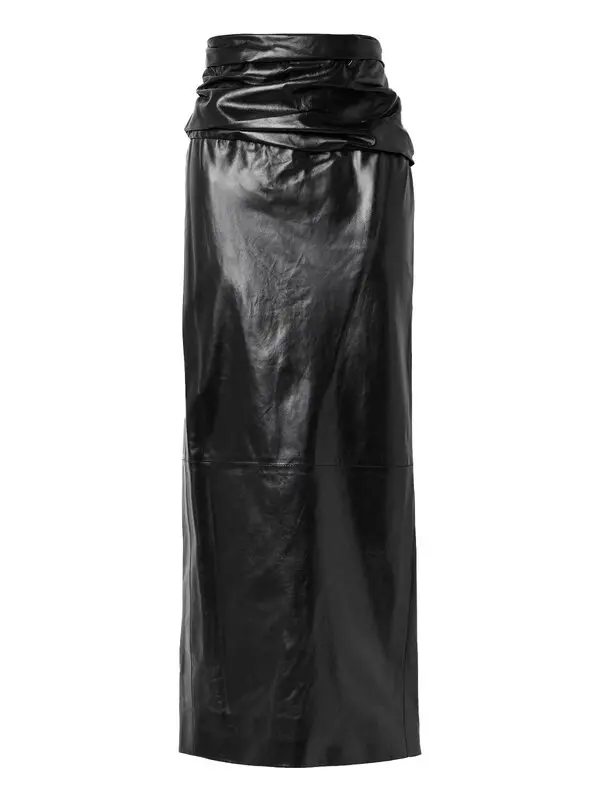 Khaite Winler Leather Maxi Skirt - Black