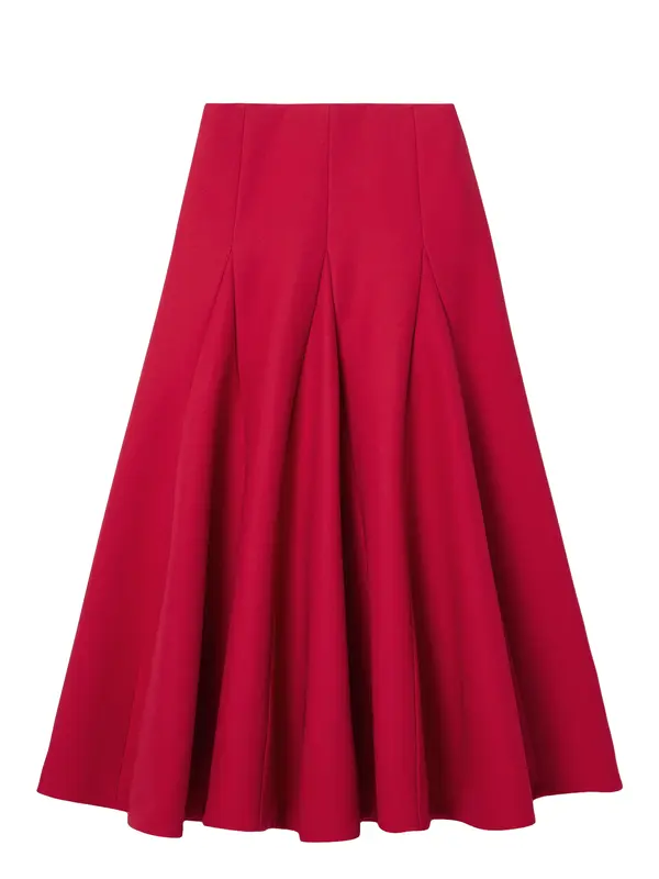 Valentino Garavani Paneled Pleated Midi Skirt - Red
