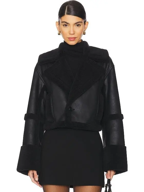 Tularosa Cindi Cropped Faux Leather Jacket - Black