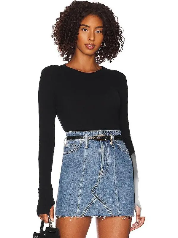 Enza Costa Cashmere Easy Cuffed Crew - Black