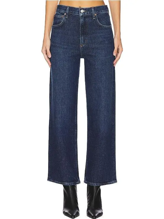 AGOLDE Ren High Rise Wide Leg Jeans - Denim-dark