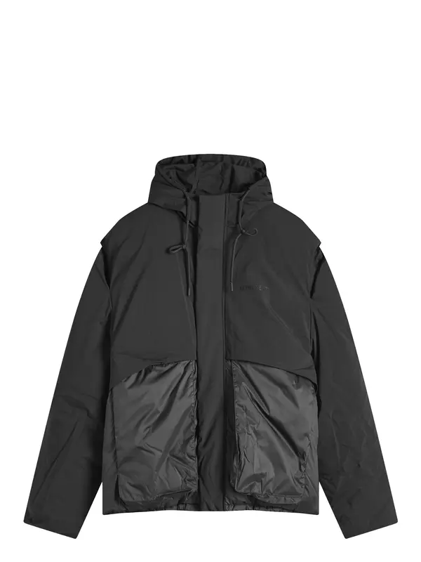 REPRESENT Layered Hooded Puffer Jacket - Jet Black