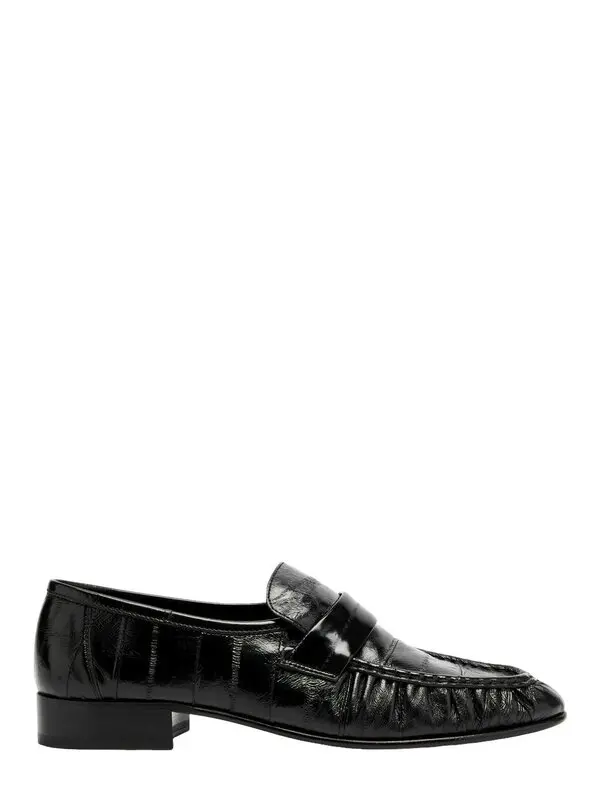 THE ROW Soft 25 Leather Loafers - Black