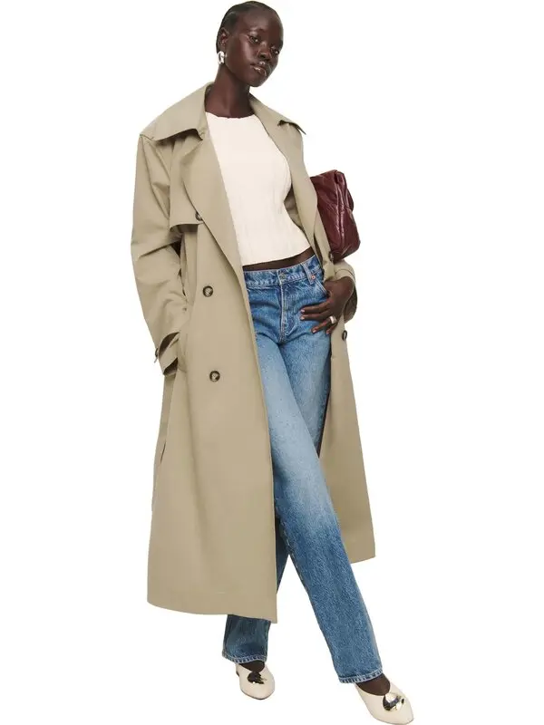 REFORMATION Petites Matteo Trench Coat - Brown