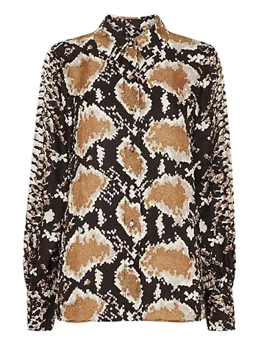 Whistles Snakeskin-print Viscose And Silk-blend Shirt - Snake Print