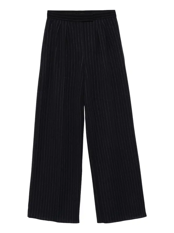 Max Mara Pinstriped Wide Leg Trousers - Blue