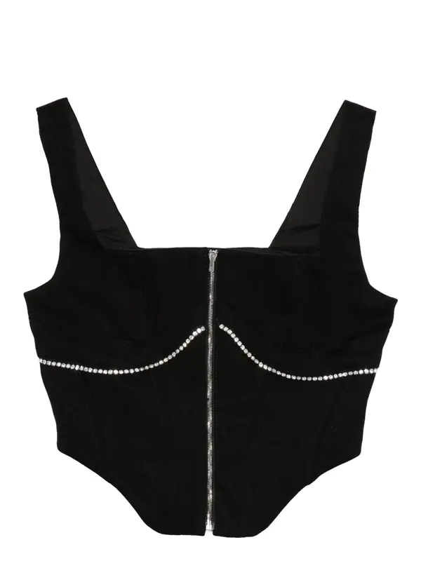 Amiri Crystal-embellished Corset Top - Black