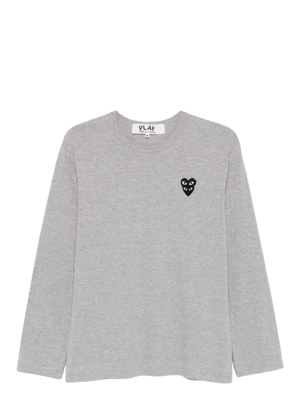 Play Comme Des Garcon Double Heart-patch T-shirt - Grey