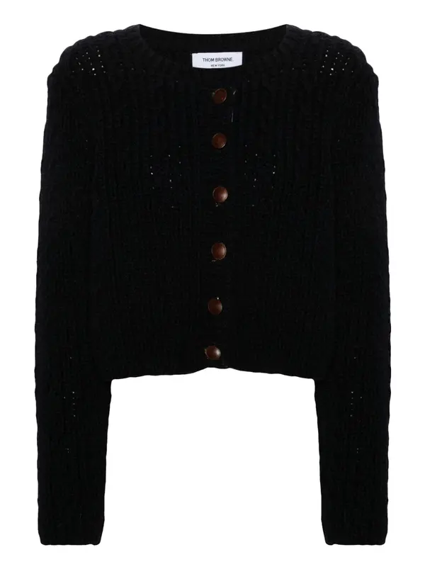 Thom Browne Chunky-knit Wool Cardigan - Blue