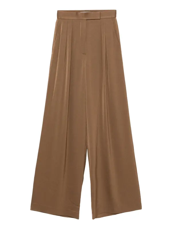 Alex Perry Double-pleat Satin Trousers - Brown