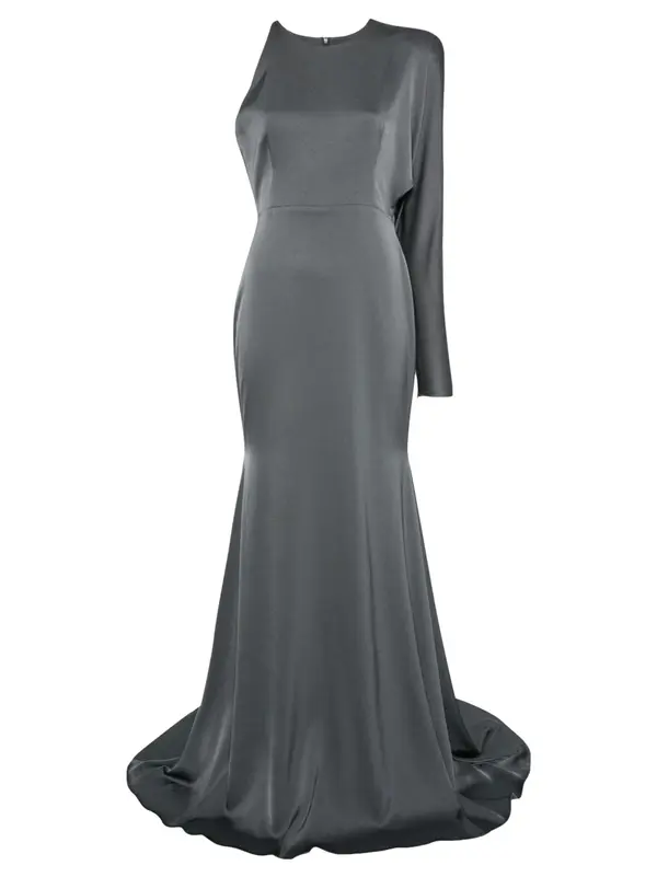 Alex Perry Satin One-shoulder Gown - Grey