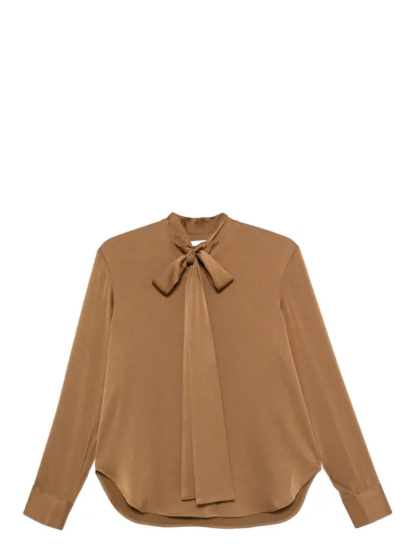 Alex Perry Satin Button-up Shirt - Brown