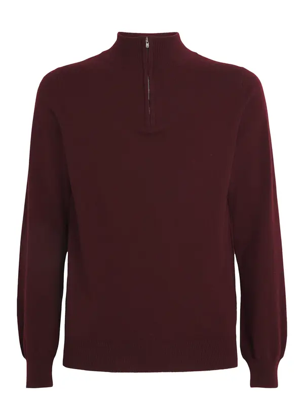 Harrods Cashmere Quarter-zip Pullover - Burgundy