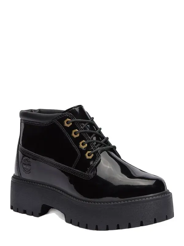 Timberland Stone Street Waterproof Platform Boots - Black Patent Leather