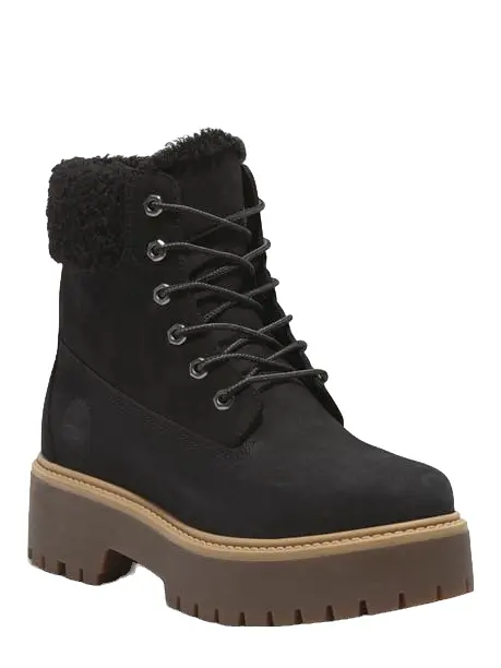 Timberland Stone Street Waterproof Platform Boots - Black Nubuck