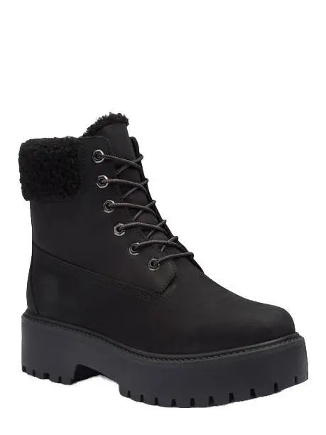 Timberland Stone Street Waterproof Platform Boots - Black Nubuck