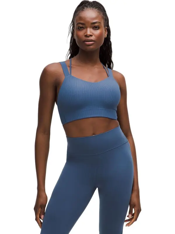 Lululemon Like A Cloud Ribbed Longline Bra - Blue Twill