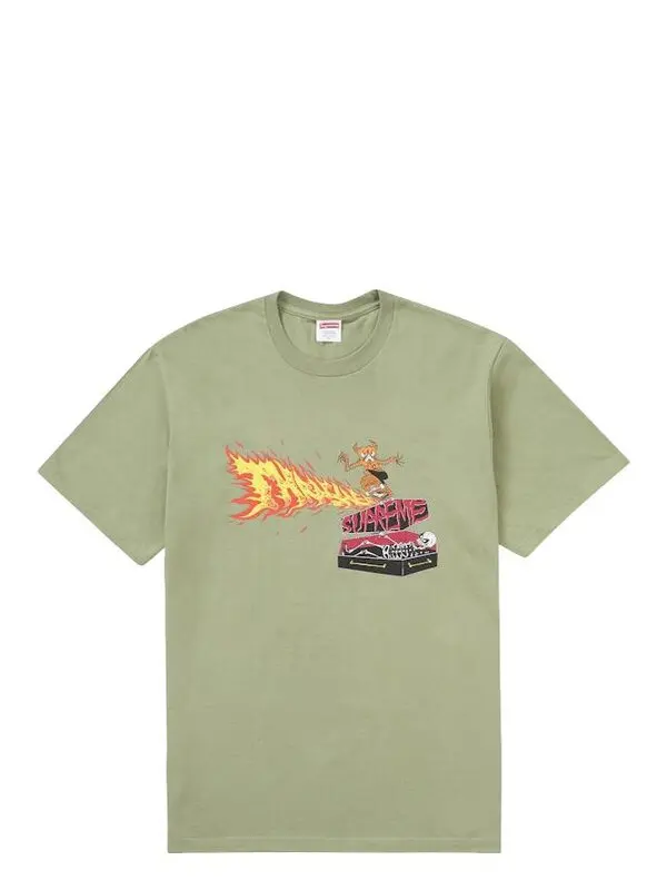 Supreme Thrasher Back Tail Tee Shirt - Olive