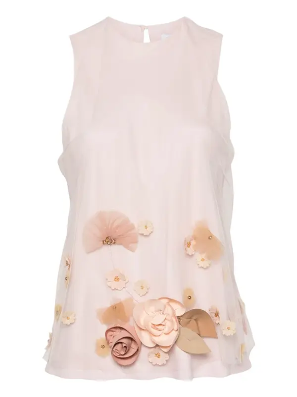 Viktor & Rolf Floral-appliqué Sleeveless Blouse - Pink