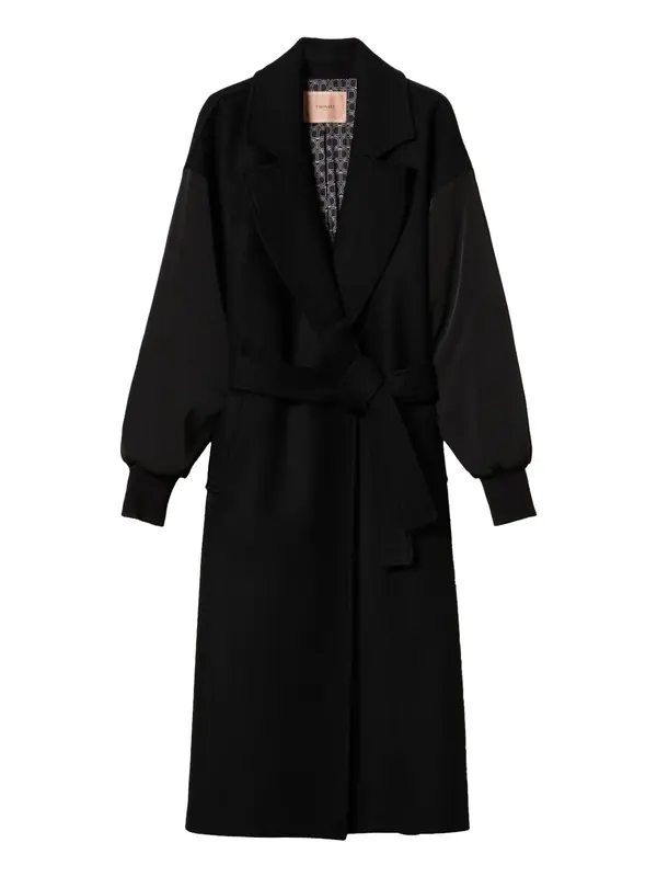 TWINSET Belted Felted Coat - Black