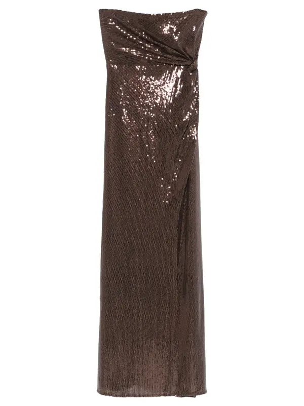 Alex Perry Strapless Sequined Gown - Brown