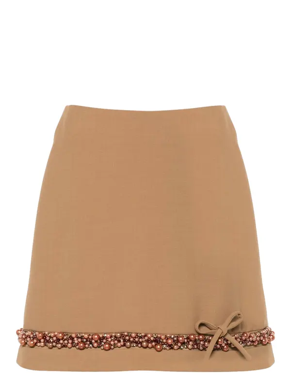 Viktor & Rolf Pearl-embellished Mini Skirt - Brown