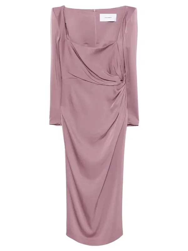 Alex Perry Twist-detail Satin Midi Dress - Purple