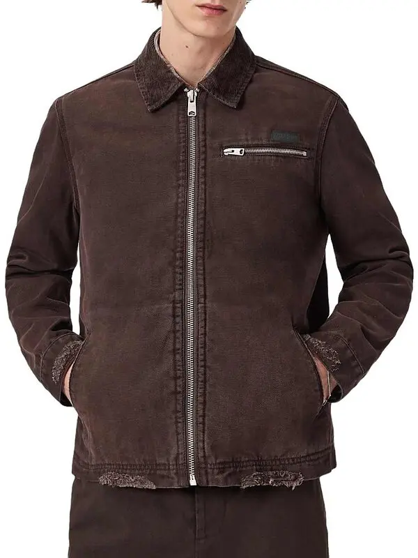 ALLSAINTS Rothwell Cotton Canvas Zip-up Jacket - Birch Brown