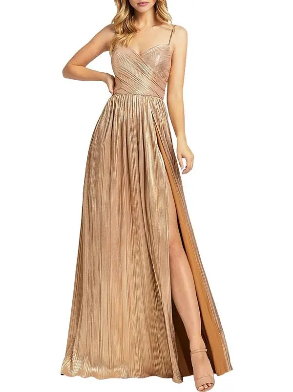 Mac Duggal Ieena Collection Metallic Gown - Gold