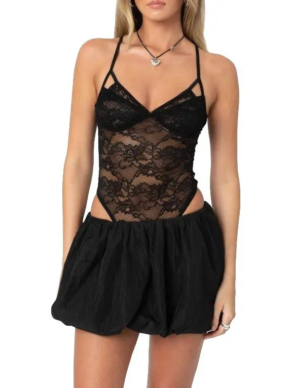 EDIKTED Cutout Lace Bodysuit - Black
