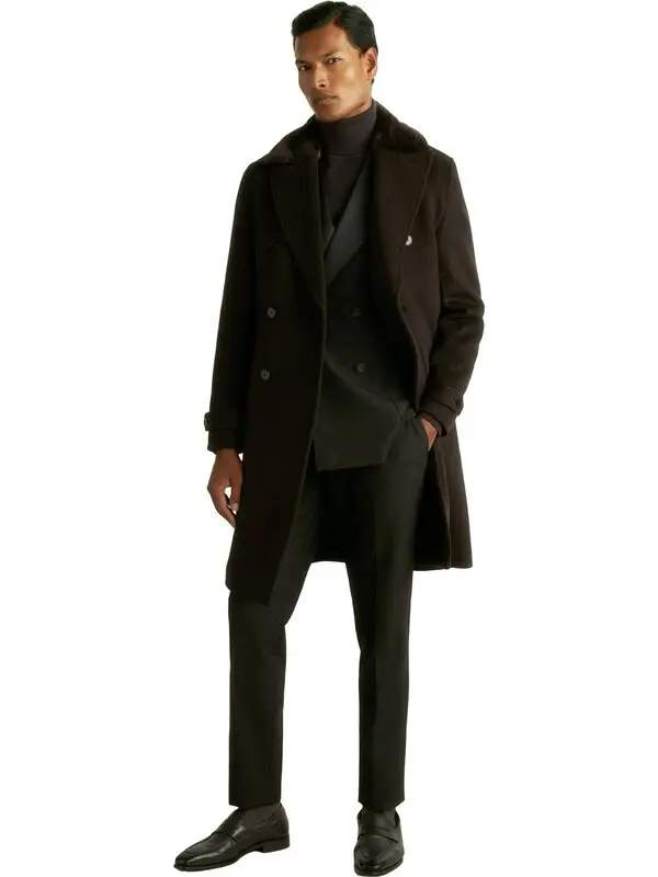 REISS Barista Wool-blend Overcoat - Brown