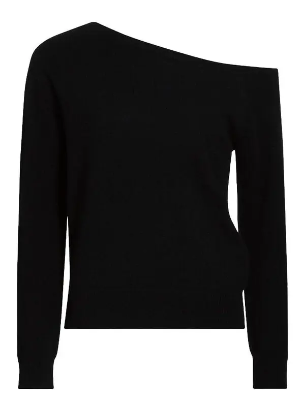 SAKS FIFTH AVENUE One-shoulder Cashmere Sweater - Black