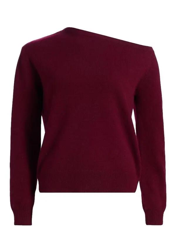 SAKS FIFTH AVENUE One-shoulder Cashmere Sweater - Dark Cherry