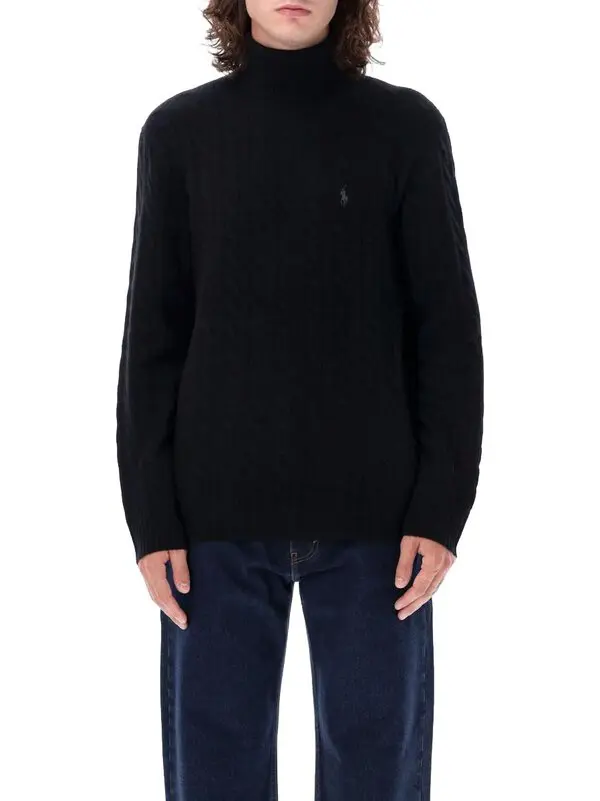 Polo Ralph Lauren Cable Knit High-neck Sweater - Black