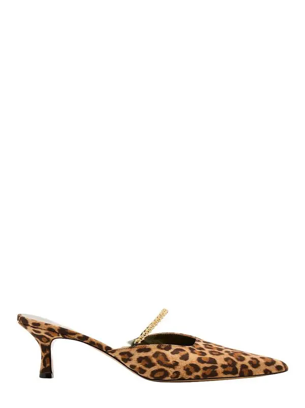 MARIA LUCA Chain Kitten Mules - Leopard